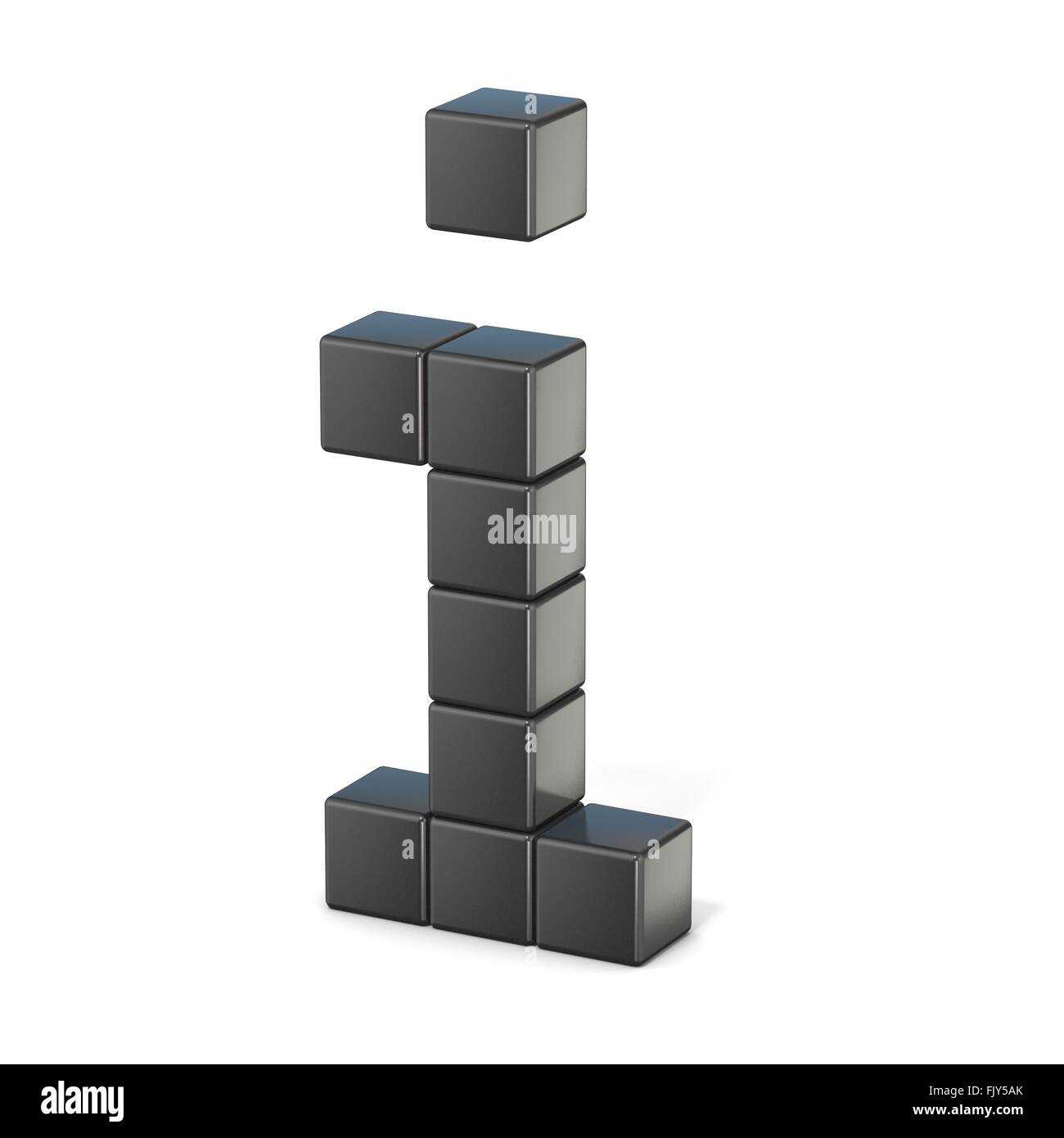 8 bit font. Lowercase letter I. 3D render illustration isolated on ...