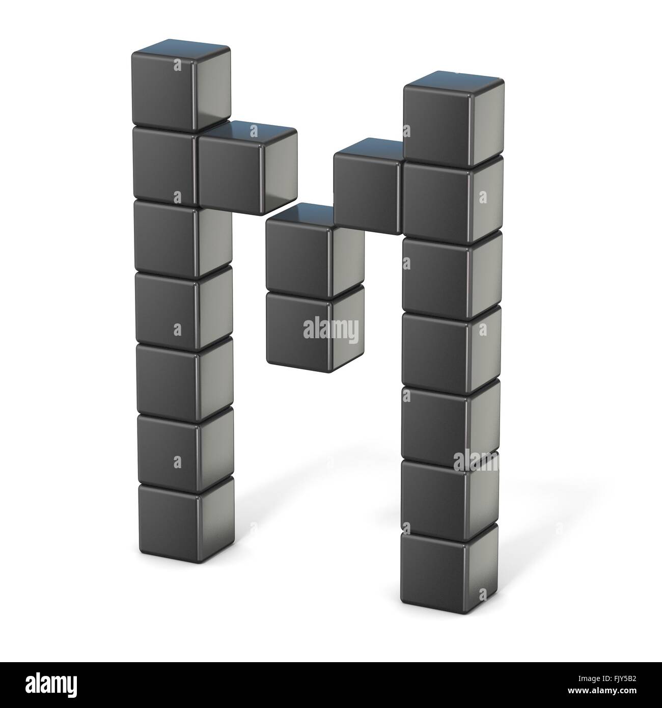 8 bit font. Capital letter M. 3D render illustration isolated on white ...