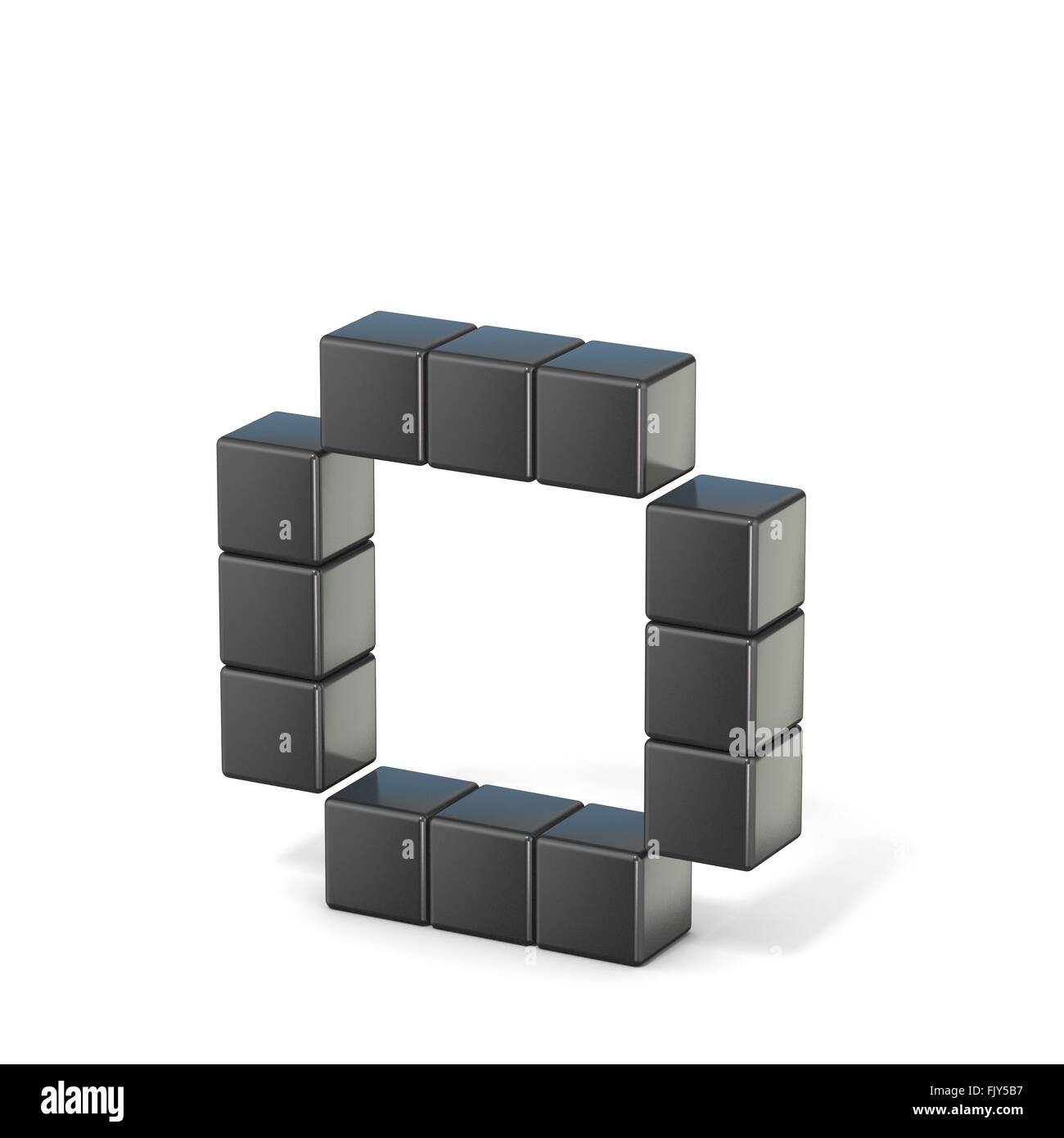 8 bit font. Lowercase letter O. 3D render illustration isolated on ...