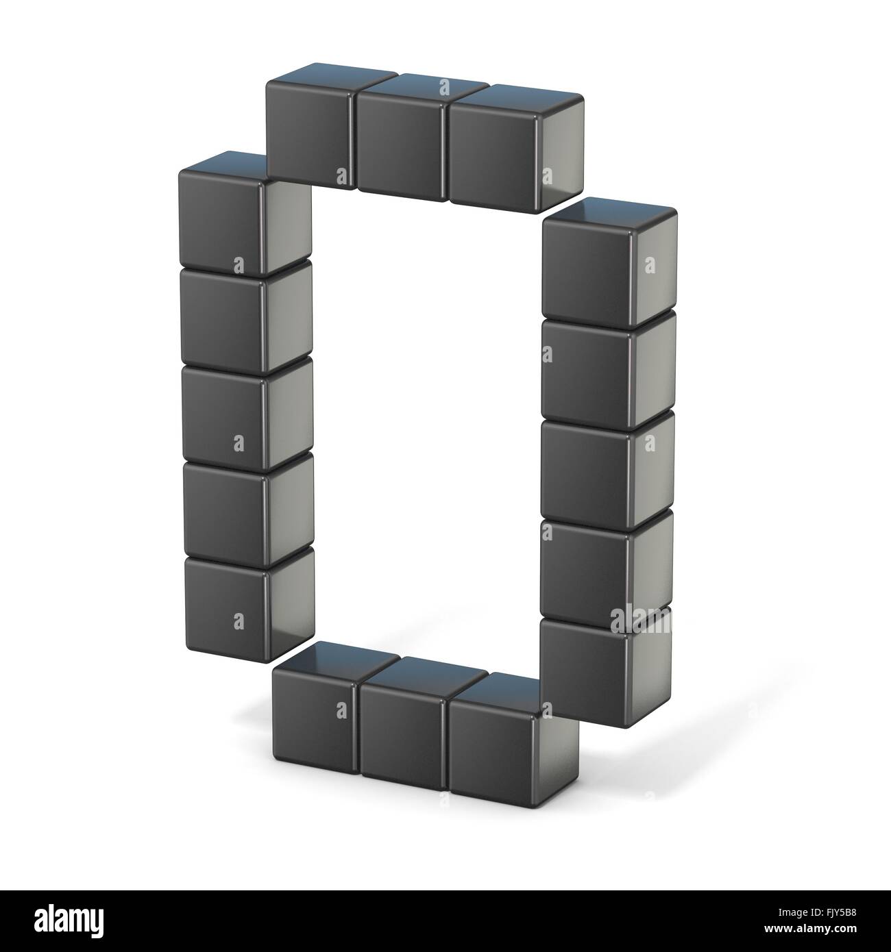 8 bit font. Capital letter O. 3D render illustration isolated on white ...