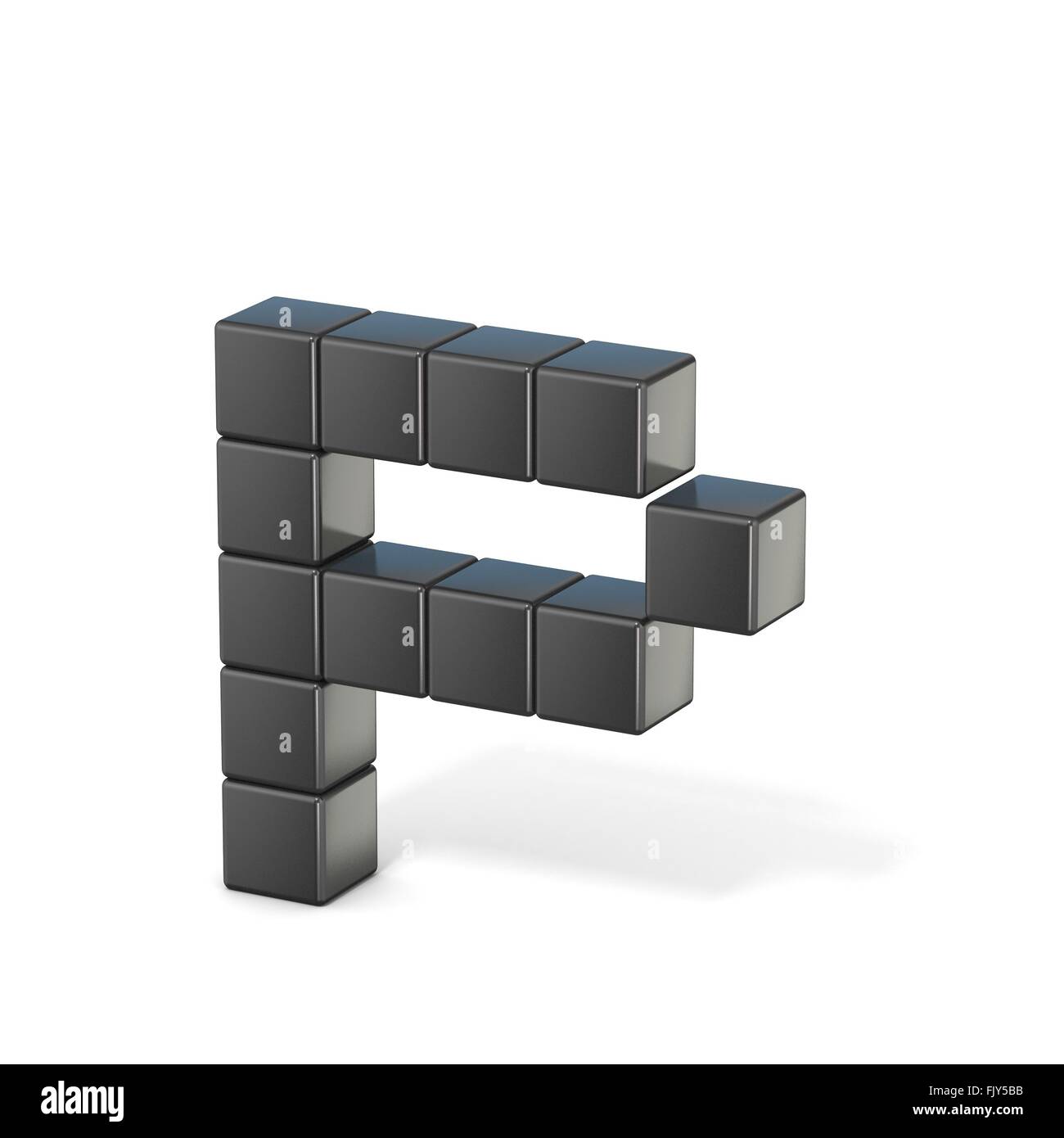 8 bit font. Lowercase letter P. 3D render illustration isolated on ...