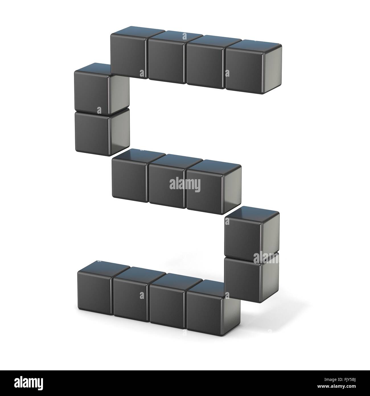 8 bit font. Capital letter S. 3D render illustration isolated on white ...