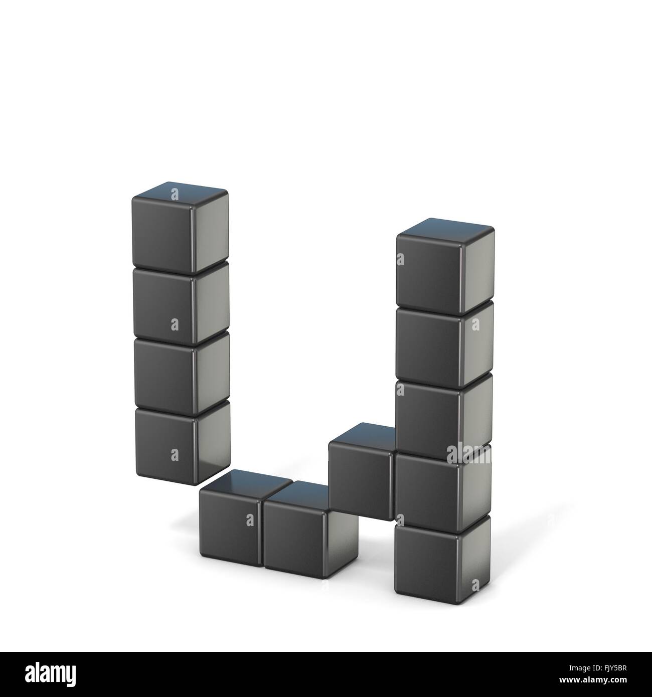 8 bit font. Lowercase letter U. 3D render illustration isolated on ...