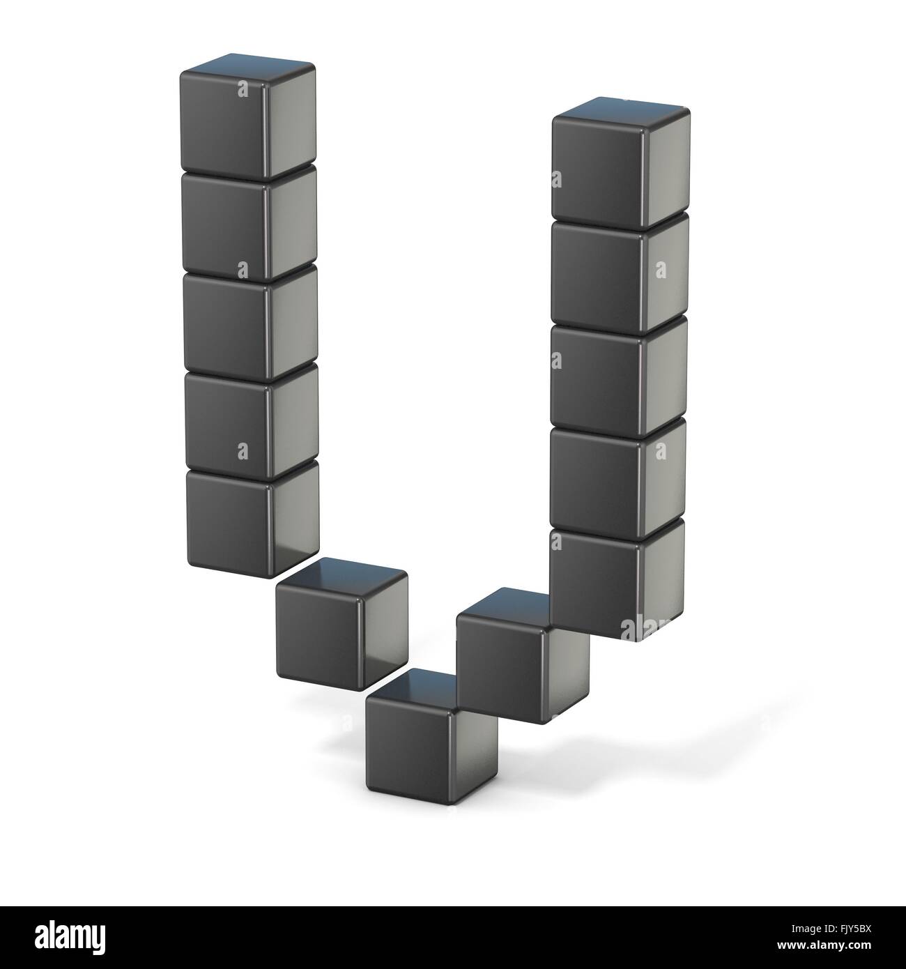 8 bit font. Capital letter V. 3D render illustration isolated on white ...