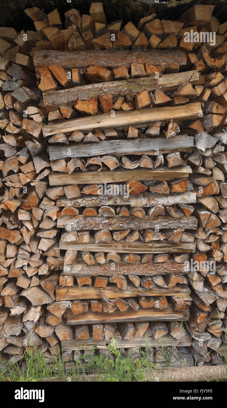 Stacked logs, Ehrwald, Austrian Alps, Austria Stock Photo - Alamy