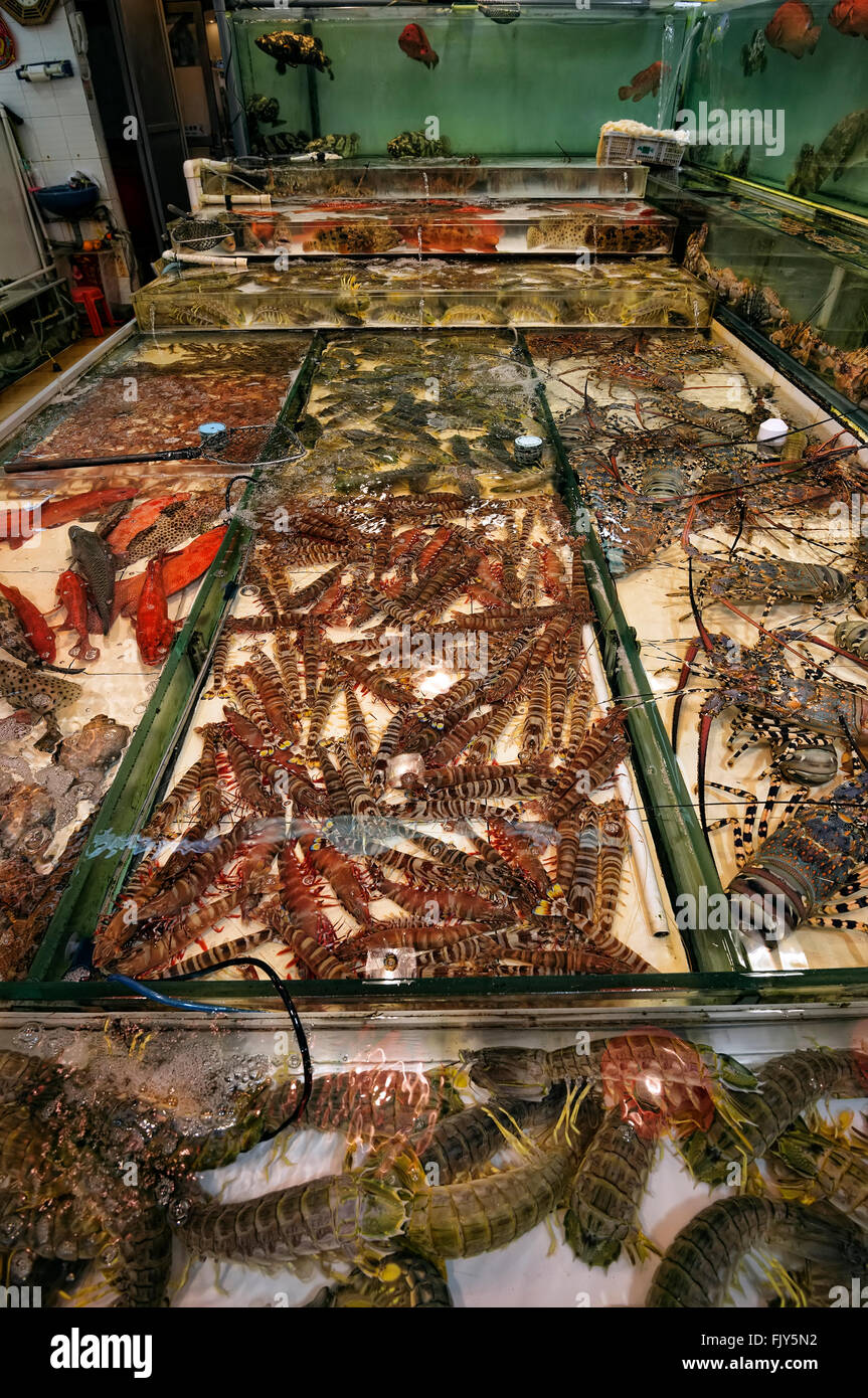Seafood for sale at Lei Yue Mun fishing village, Hong Kong, China Stock ...