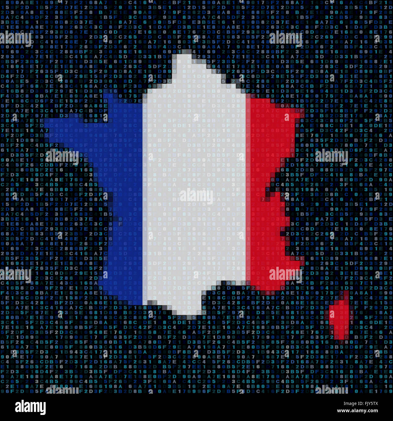 France map flag on hex code illustration Stock Photo - Alamy