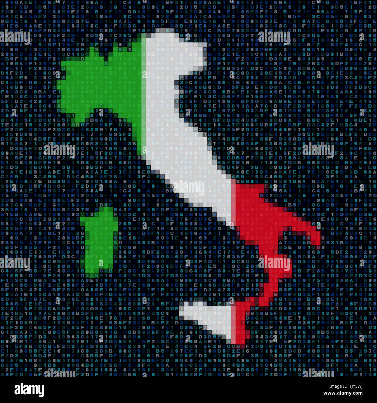 Italy map flag on hex code illustration Stock Photo - Alamy