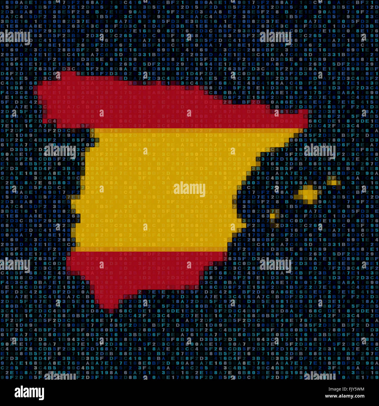 Spain map flag on hex code illustration Stock Photo - Alamy