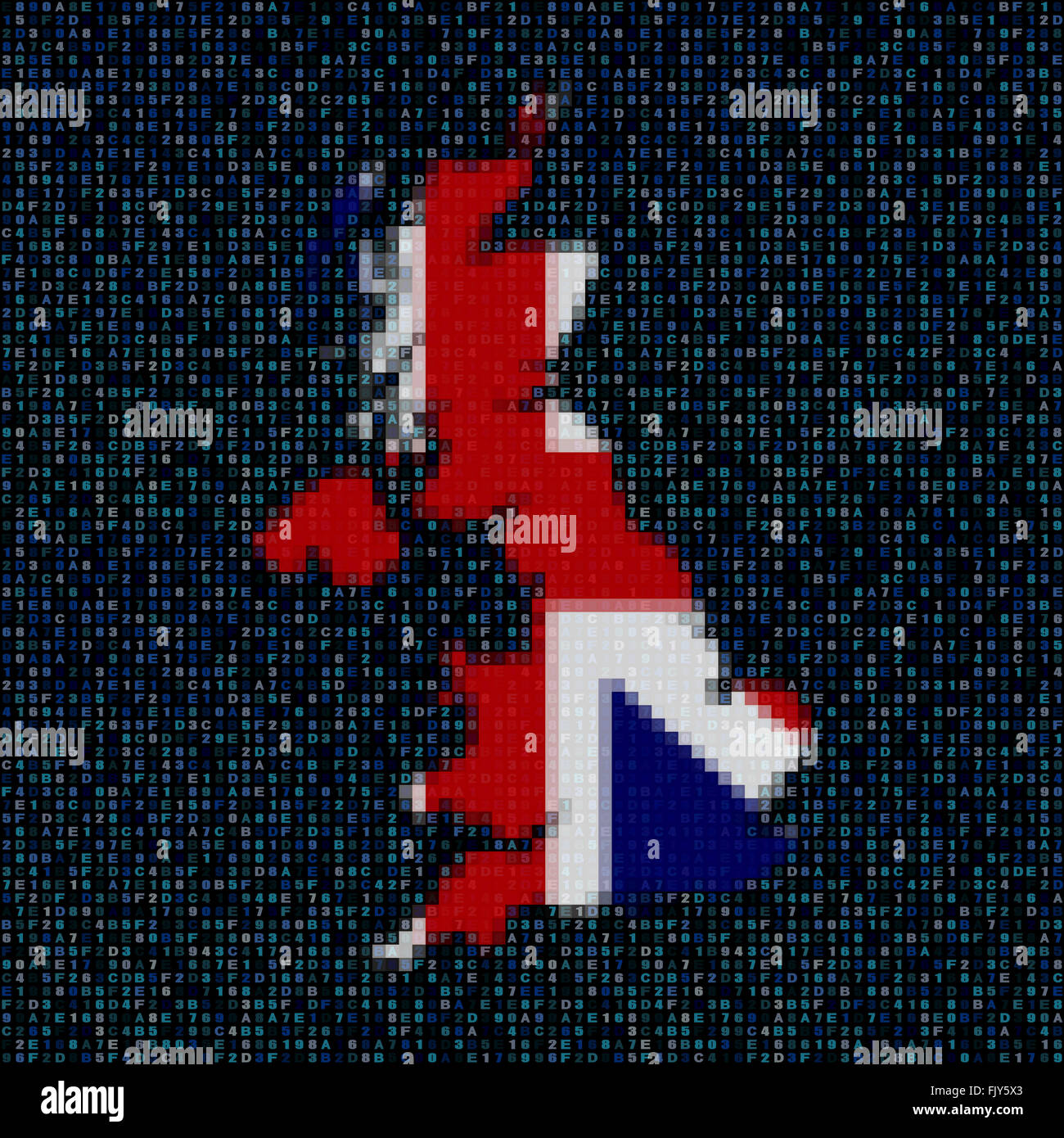 UK map flag on hex code illustration Stock Photo - Alamy
