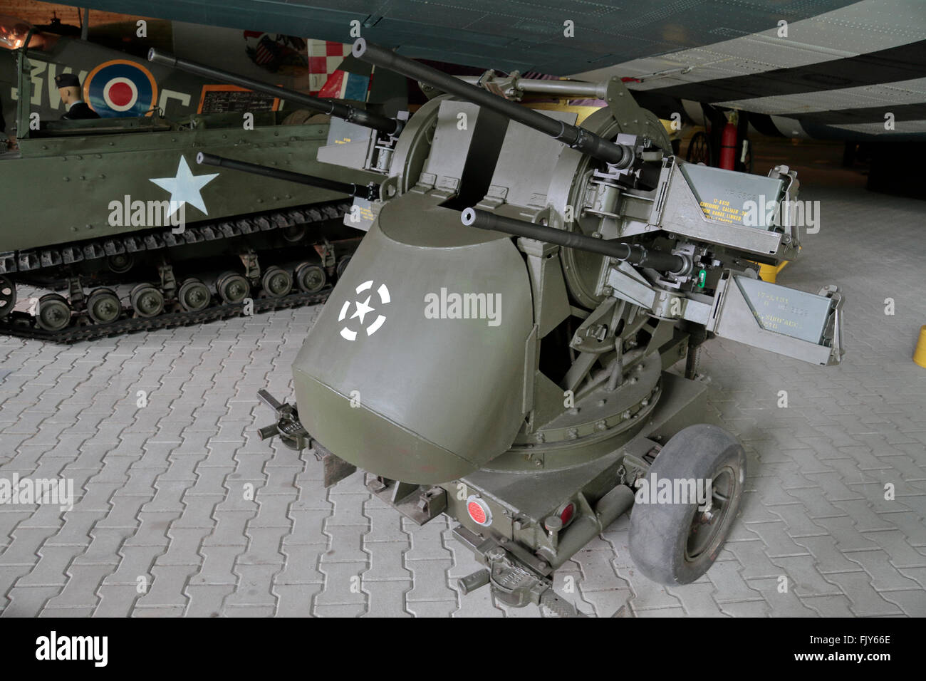A M55 multiple machine gun carriage on display in the Wings of ...