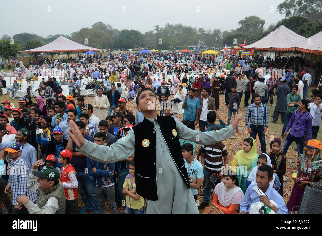Lahore, Pakistan. 03rd Mar, 2016. Pakistani special children take a ...