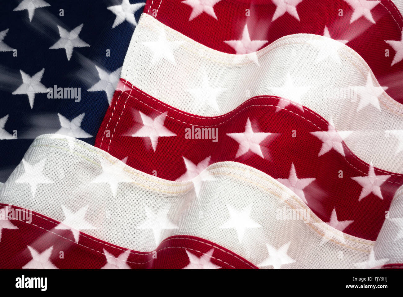 RIPPLING FLAG OF UNITED STATES OF AMERICA MADE OF EMBROIDERED COTTON ...