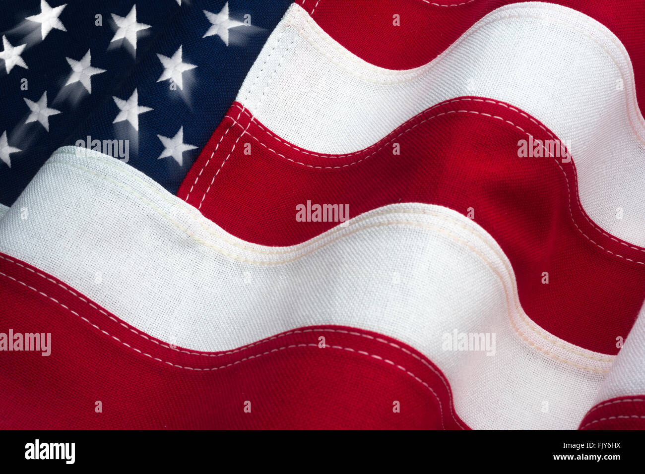 RIPPLING FLAG OF UNITED STATES OF AMERICA MADE OF EMBROIDERED COTTON ...