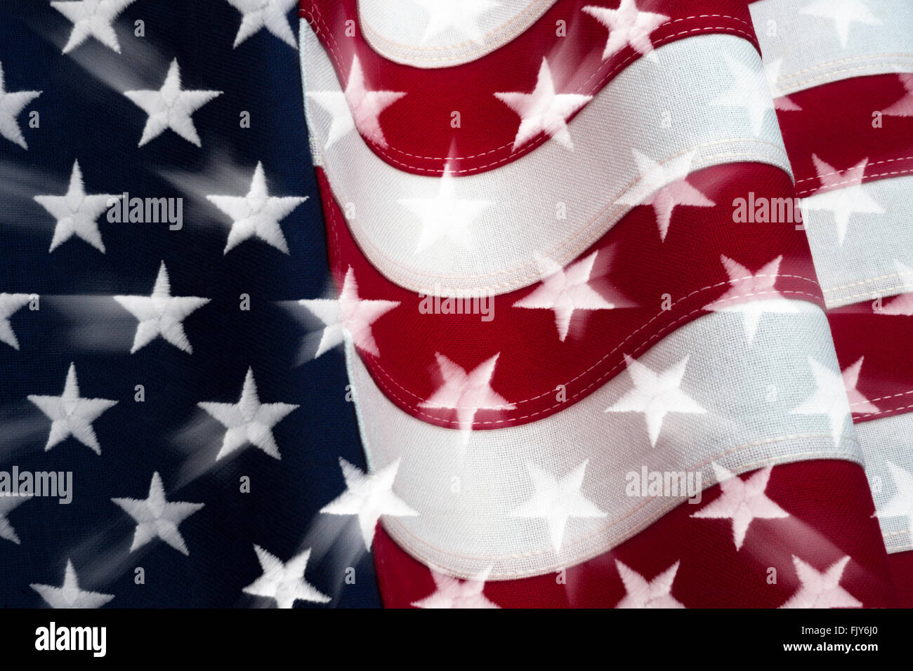 RIPPLING FLAG OF UNITED STATES OF AMERICA MADE OF EMBROIDERED COTTON ...