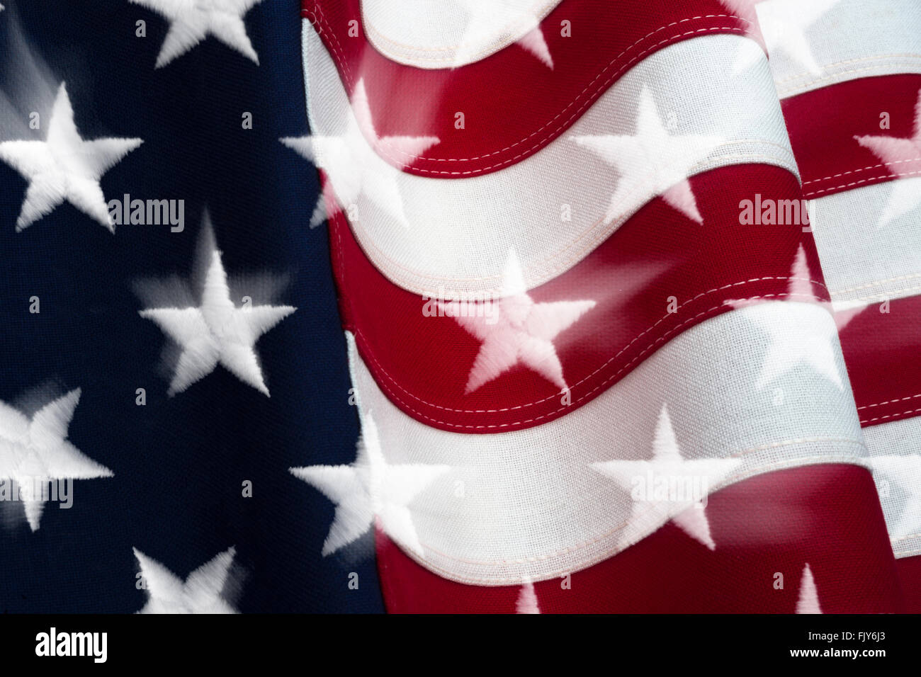 RIPPLING FLAG OF UNITED STATES OF AMERICA MADE OF EMBROIDERED COTTON ...