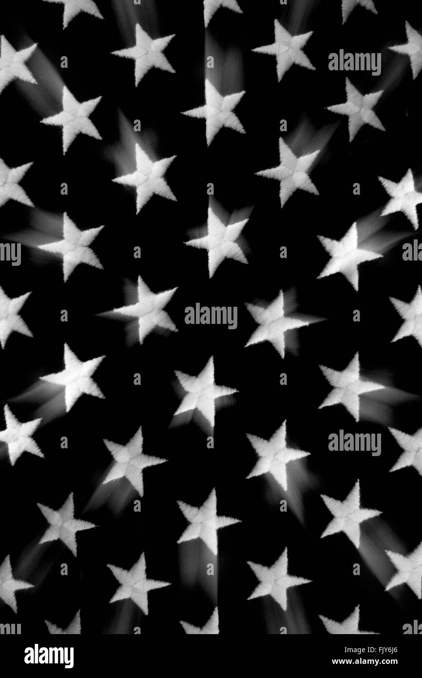 EMBROIDERED FIVE POINT WHITE STARS ON BLACK BACKGROUND Stock Photo - Alamy