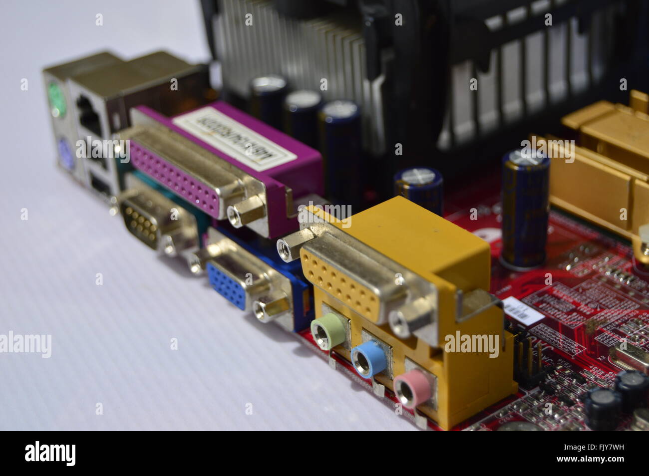 Ports on electronic Mother Board Stock Photo - Alamy