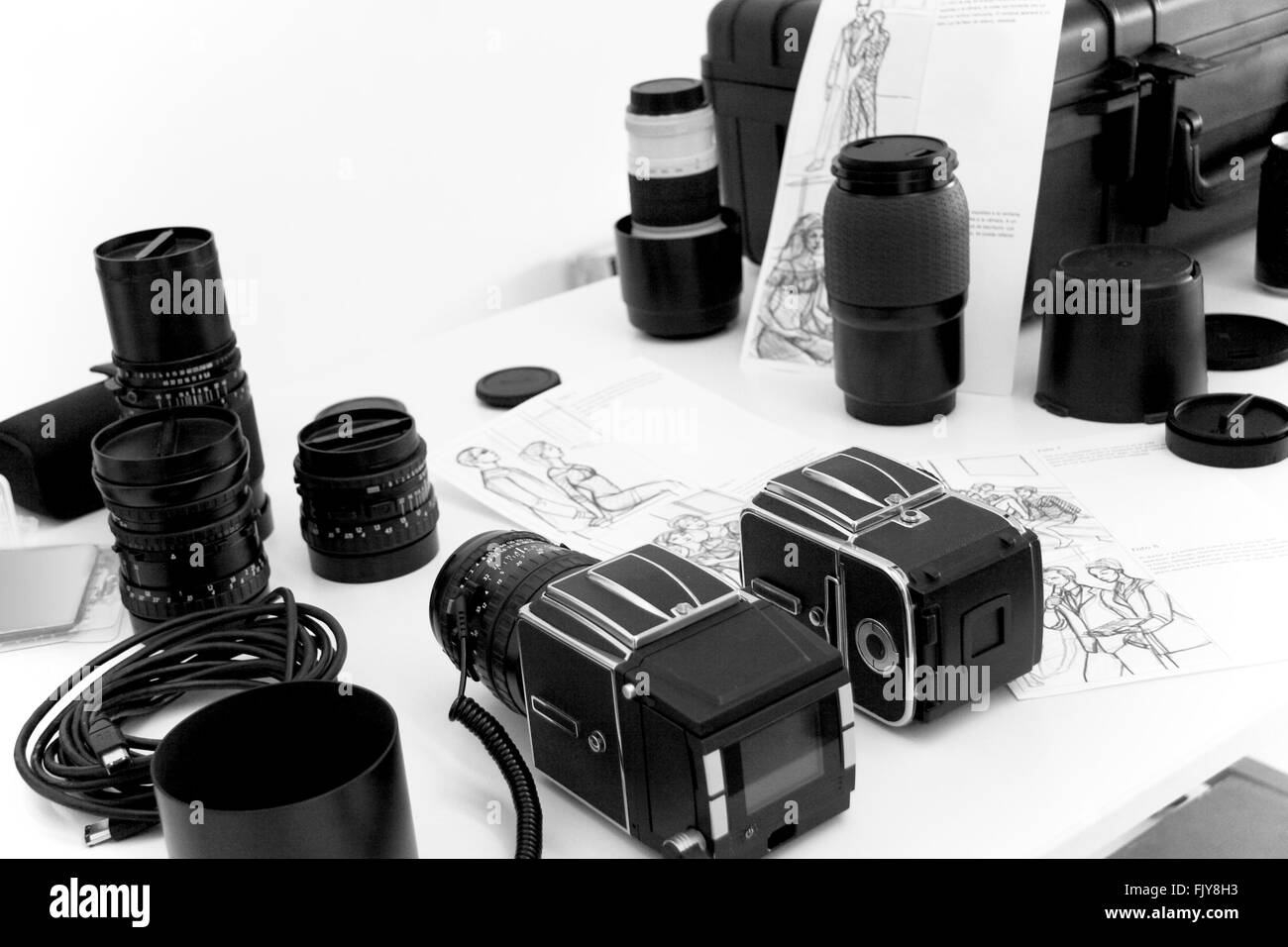 Cameras and photographic material for a shooting. Horizontal Stock ...