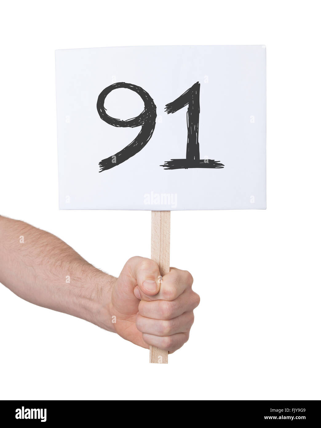 Sign with a number, isolated on white - 91 Stock Photo - Alamy