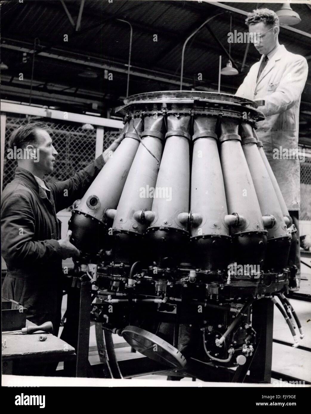 1952 - Jet Engine: Assembly operations: Fitting the combustion chambers ...