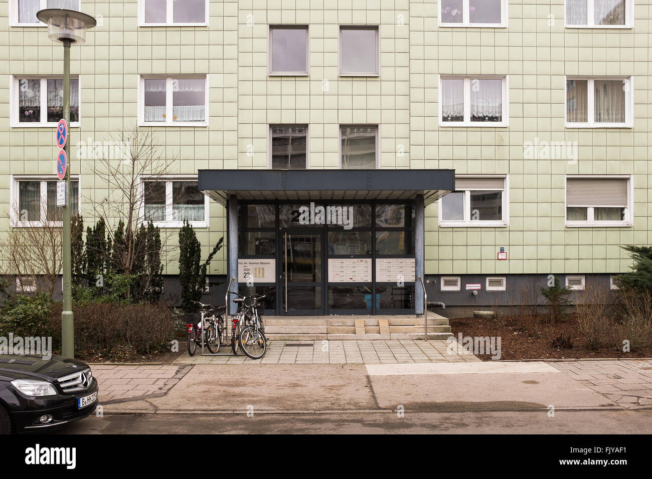 BERLIN, MARCH 02: Original DDR Building in "Platz der Vereinten ...