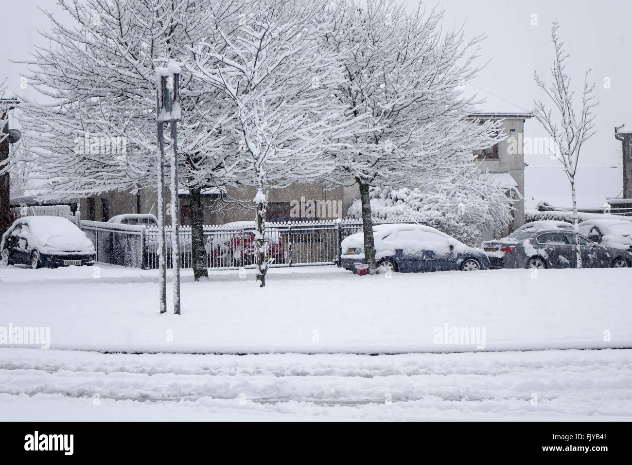 An urban winter scene on Buttershaw Estate, Bradford, West Yorkshire ...