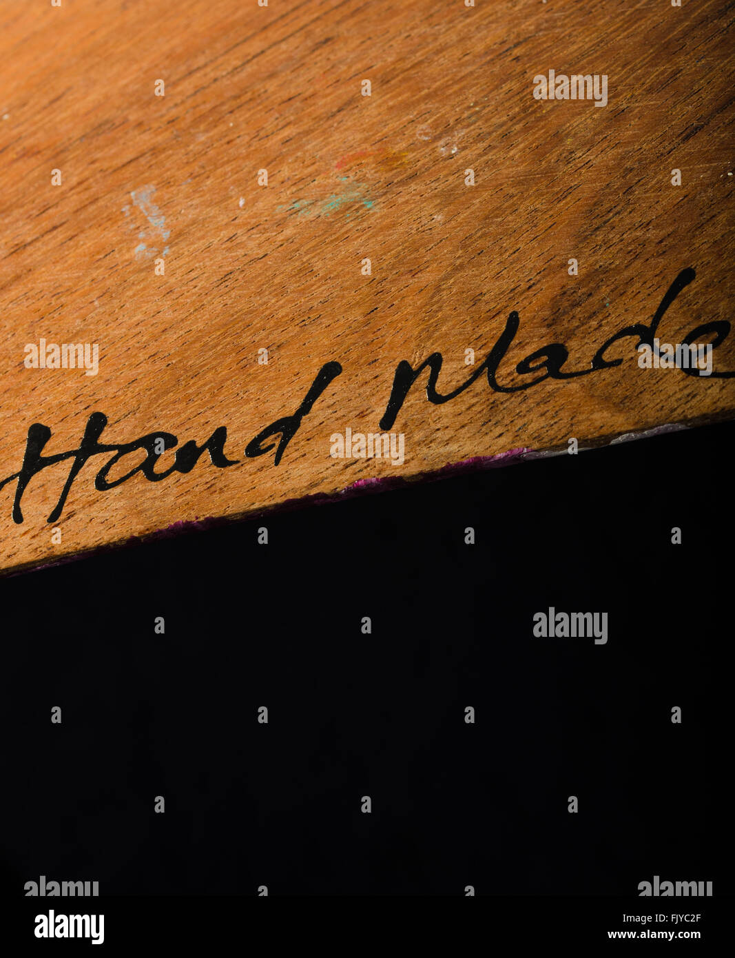 Handmade hand written on wood Stock Photo - Alamy