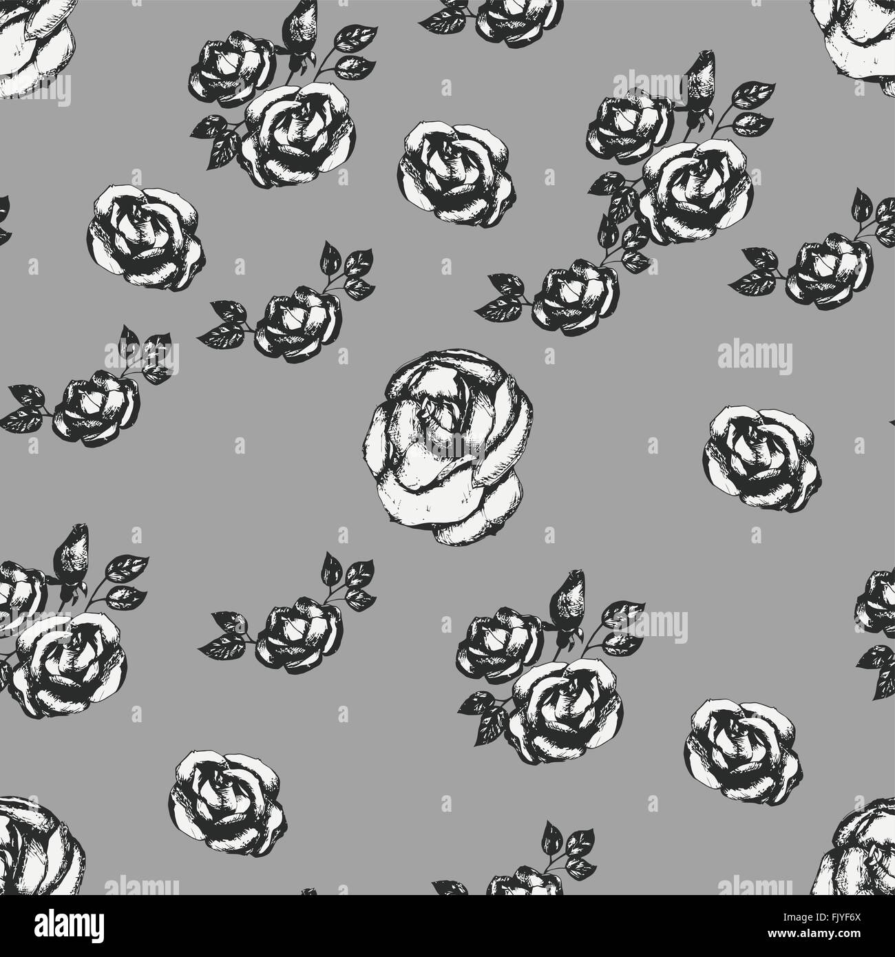 Vintage black and white rose pattern Stock Vector Image & Art - Alamy