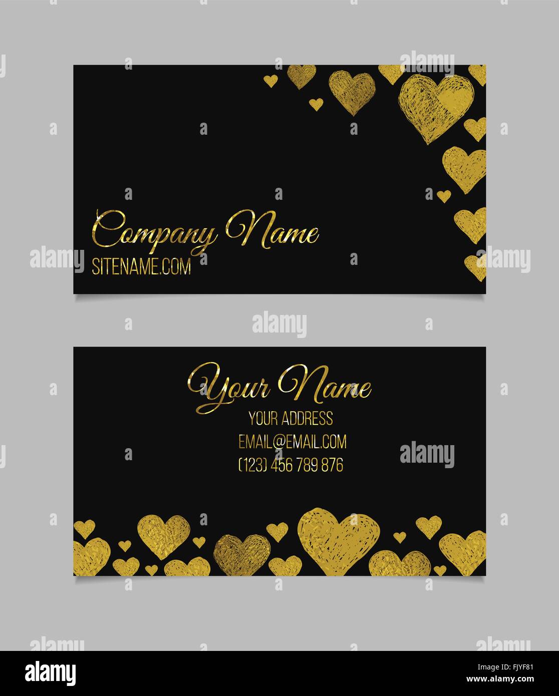Visiting card with golden foil heart shape design Stock Vector Image ...