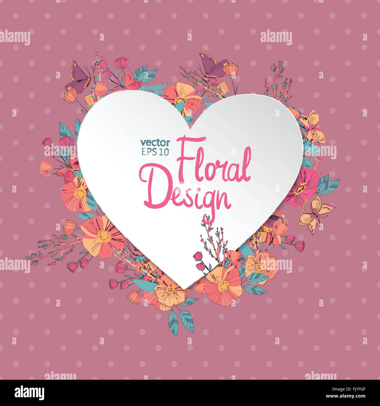 Vintage floral vector frame. Heart shape Stock Vector Image & Art - Alamy