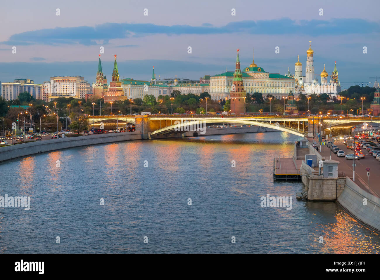 Stunning night view the historical part of Moscow and the Kremlin at ...
