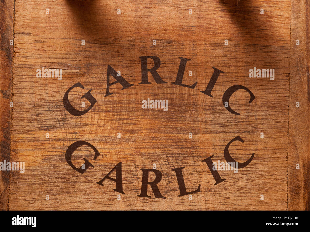 Wooden Garlic container Stock Photo - Alamy