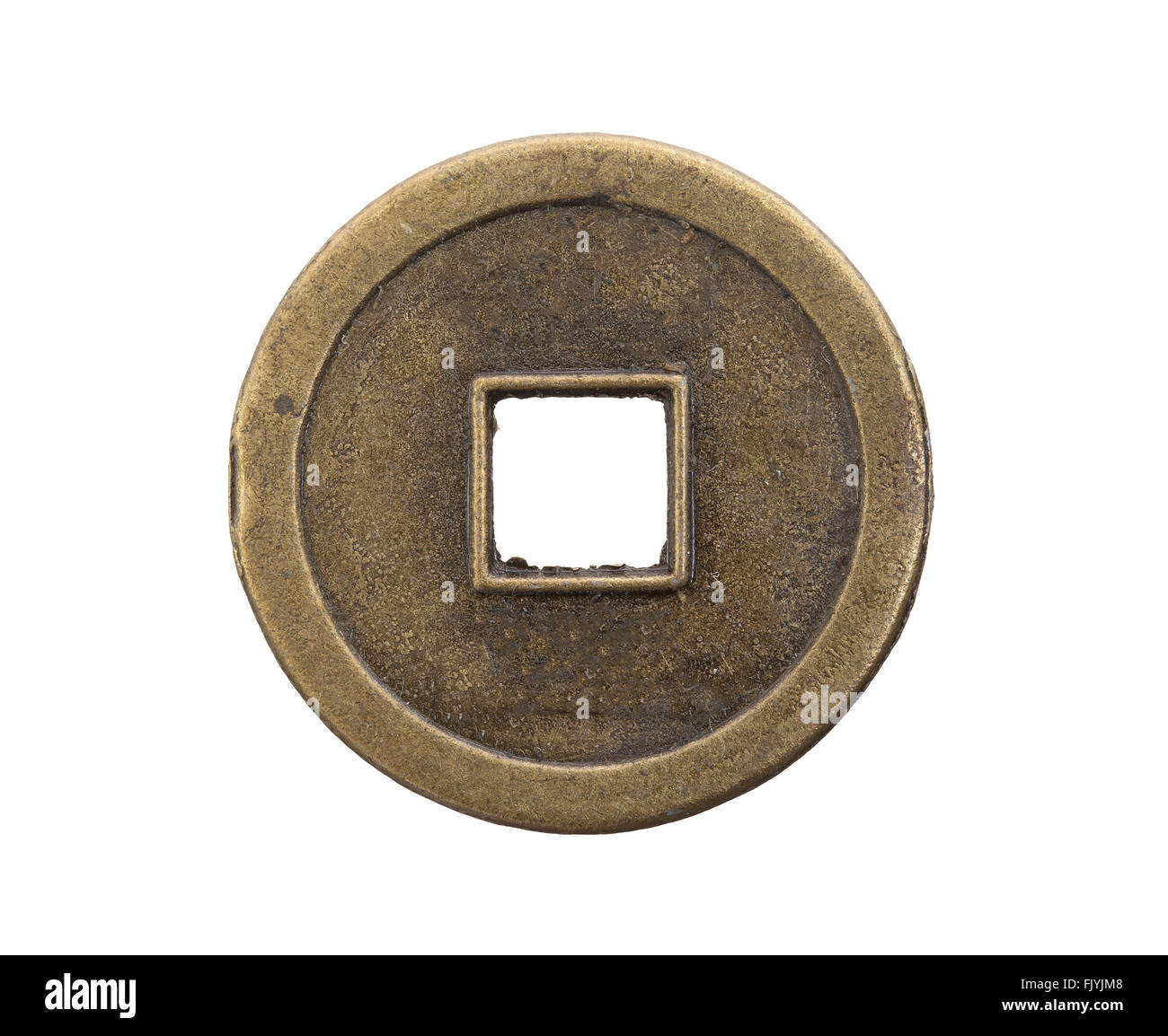 Metal disc or coin with hole, isolated on white Stock Photo - Alamy