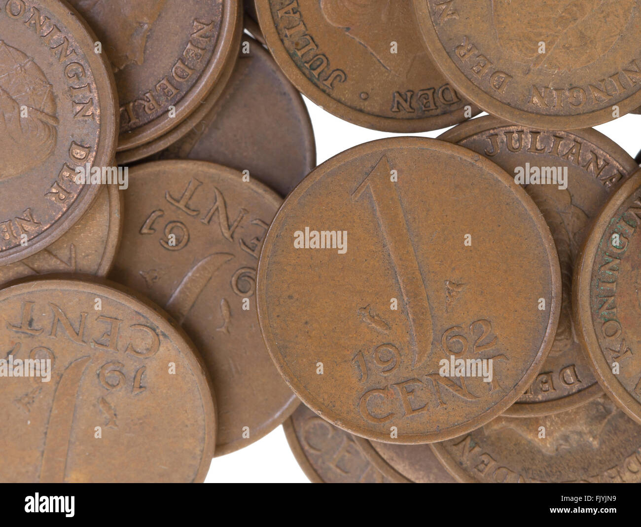 Old dutch cent coins, isolated on white, selective focus Stock Photo ...