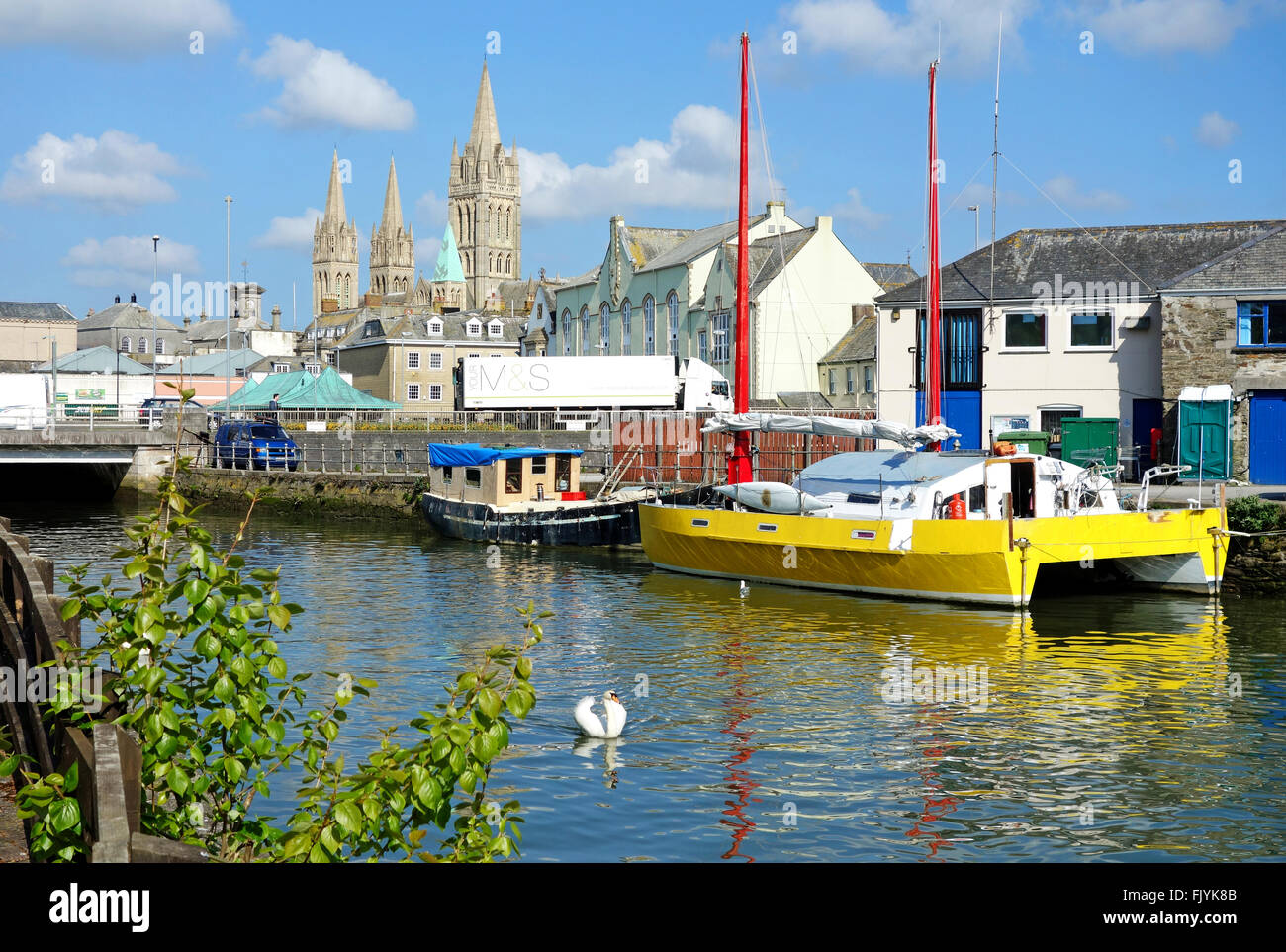 The river Fal in the city of Truro, Cornwall, England, UK Stock Photo ...