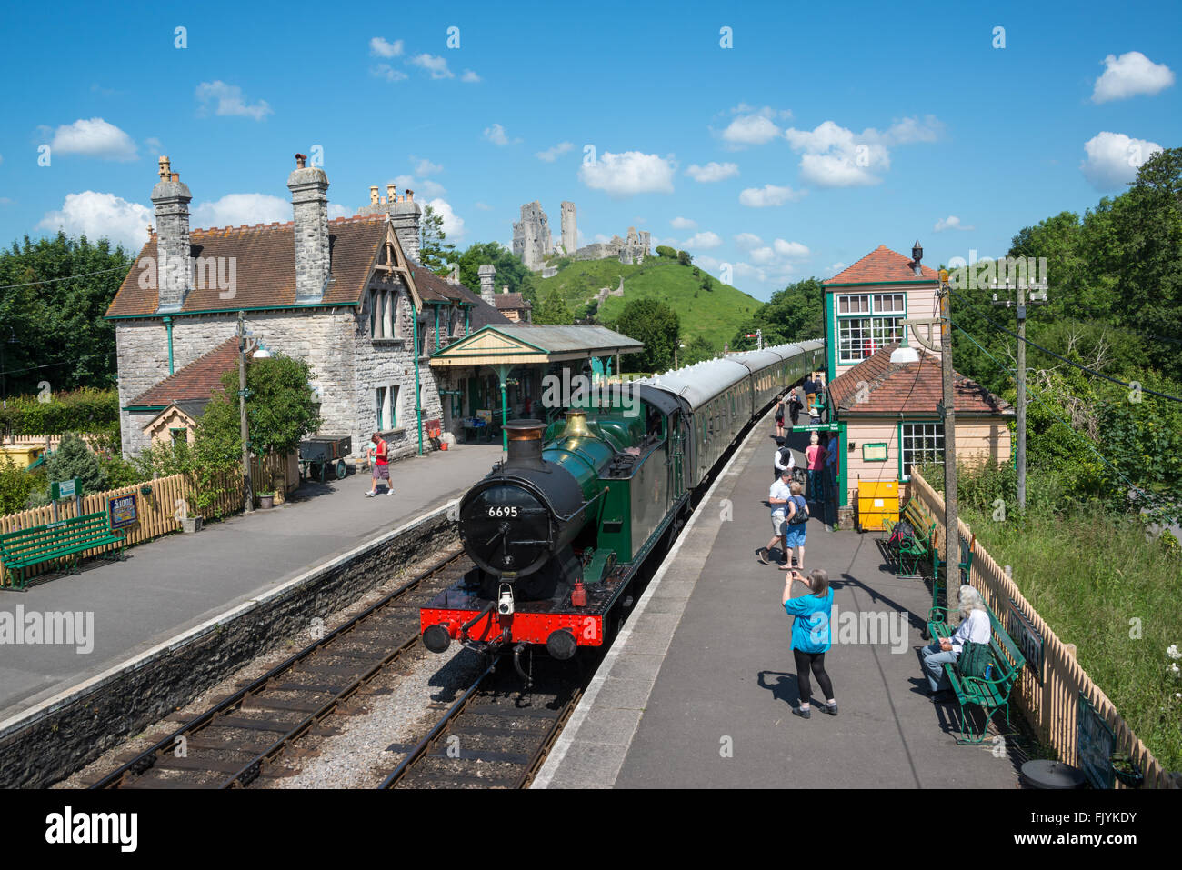 Corfe Castle railway station on the Norton–Swanage line Stock Photo - Alamy