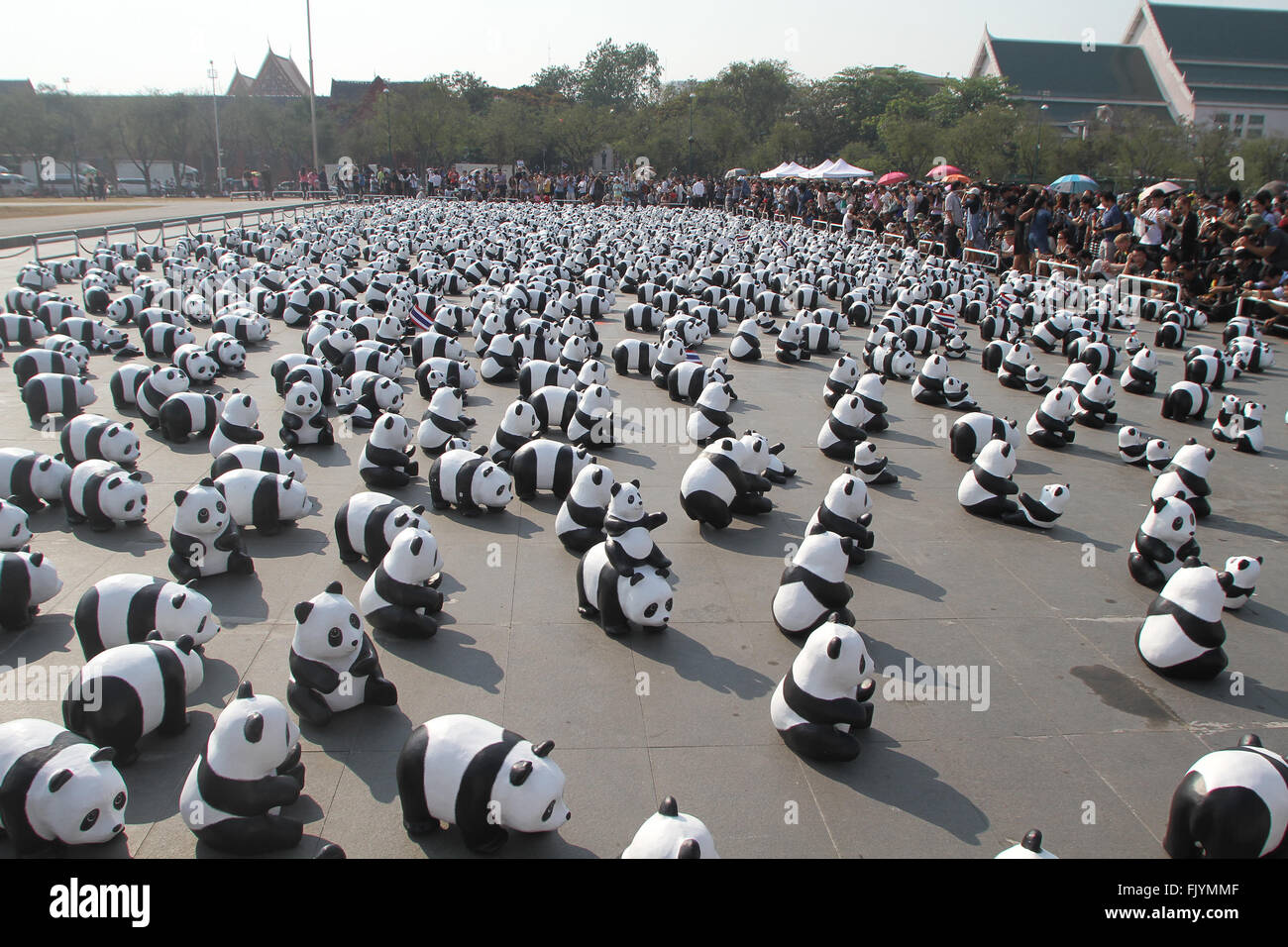 Bangkok, Thailand. 04th Mar, 2016. 1600 pandas at Sanam Luang, the ...