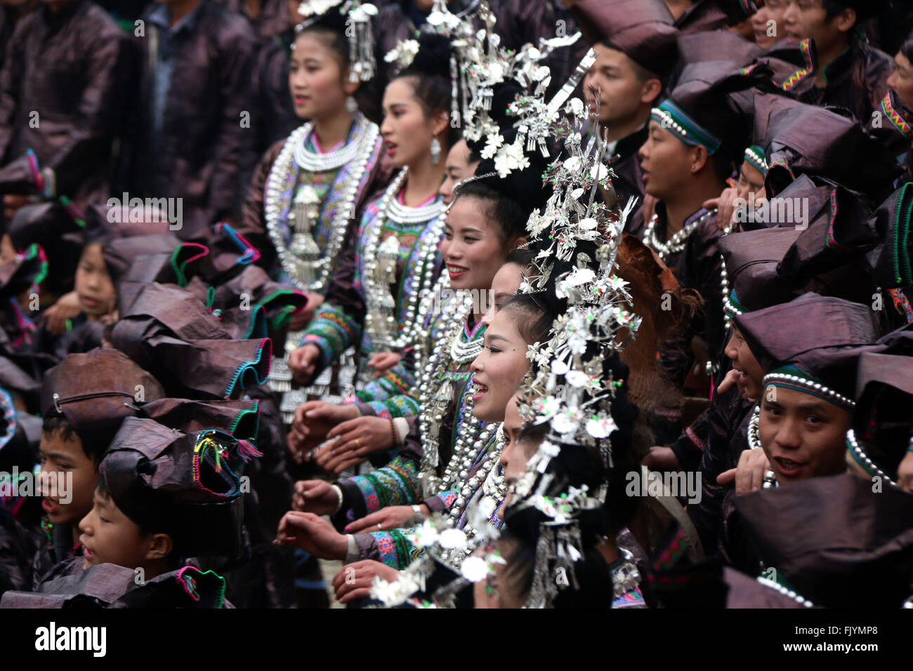Qiandongnan, China's Guizhou Province. 4th Mar, 2016. People of Dong ...