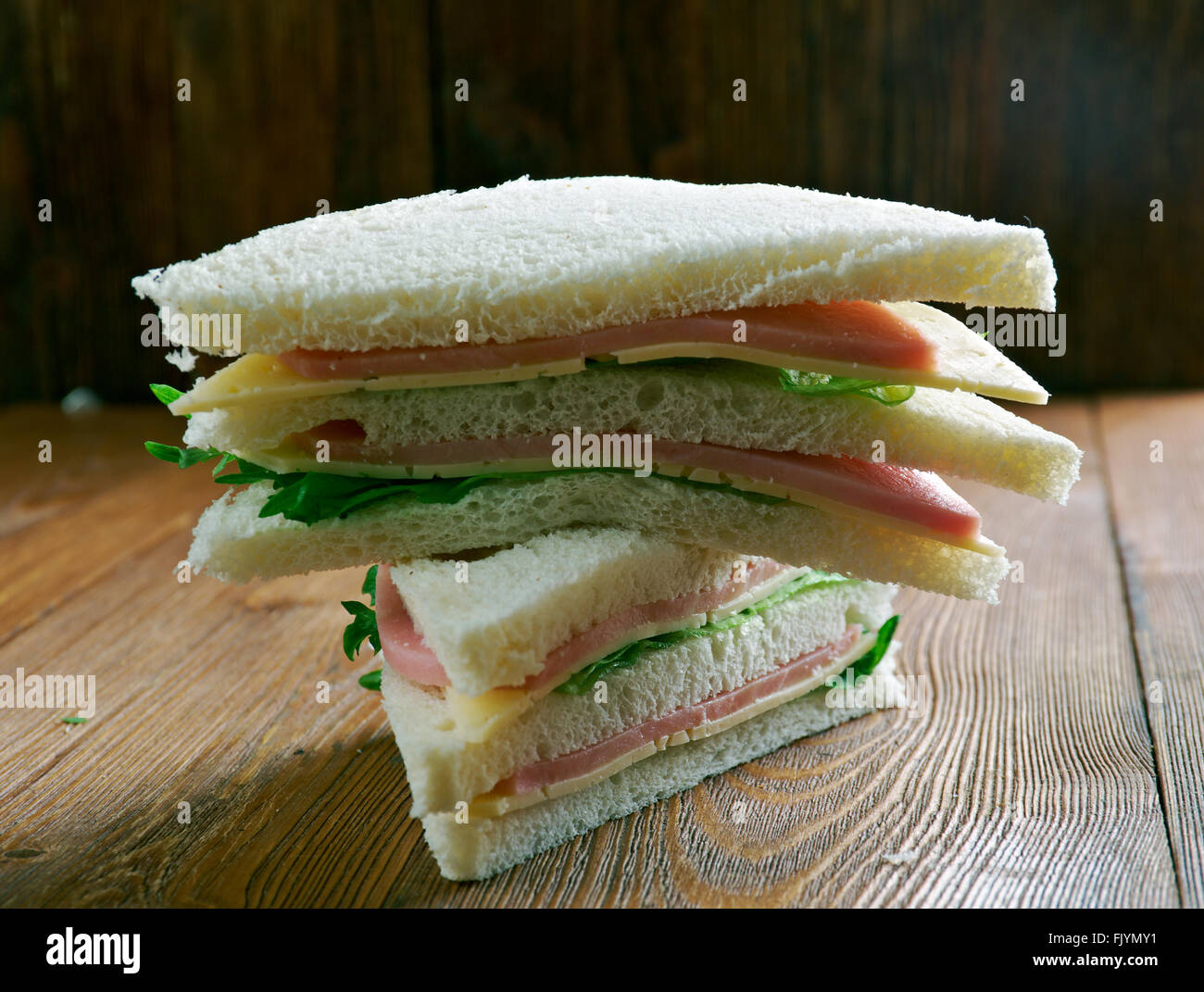 Tramezzino triangular sandwich constructed from two slices of soft ...