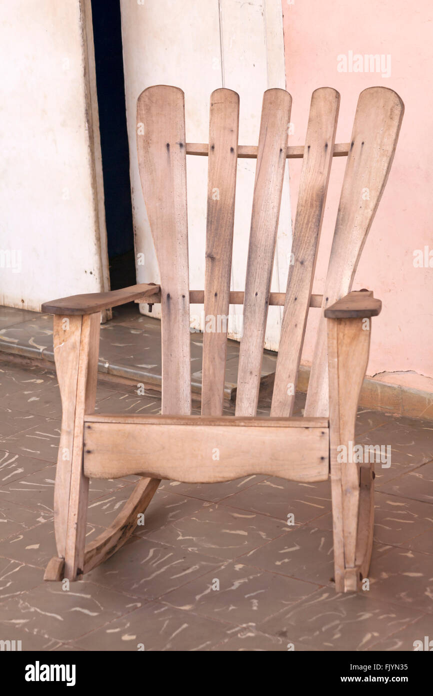 Traditional rocking chair on porch at Vinales, Pinar del Rio Province ...