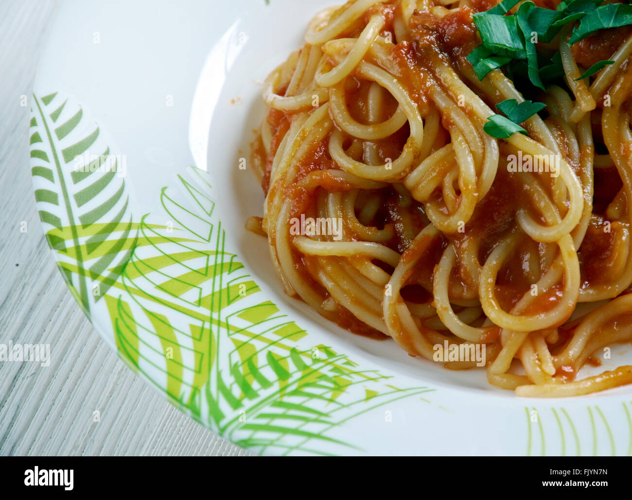Spaghetti alla chitarra egg pasta typical of Abruzzo, Italy Stock Photo ...