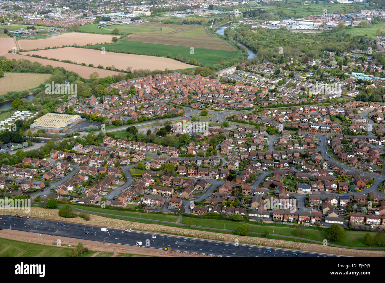 An aerial view of the St Peters area of the city of Worcester Stock ...