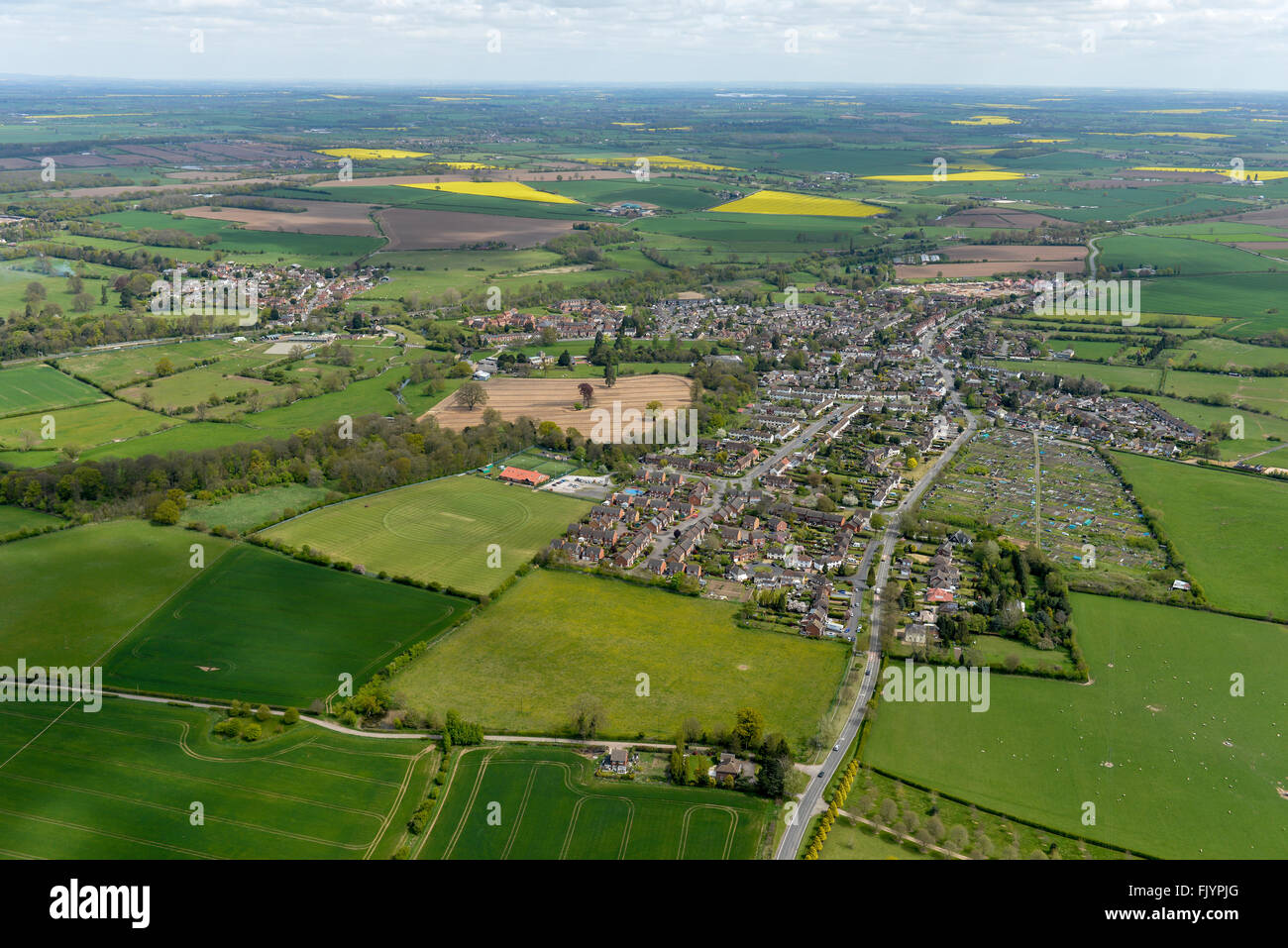 An aerial view of the village of Wolston and surrounding Warwickshire ...