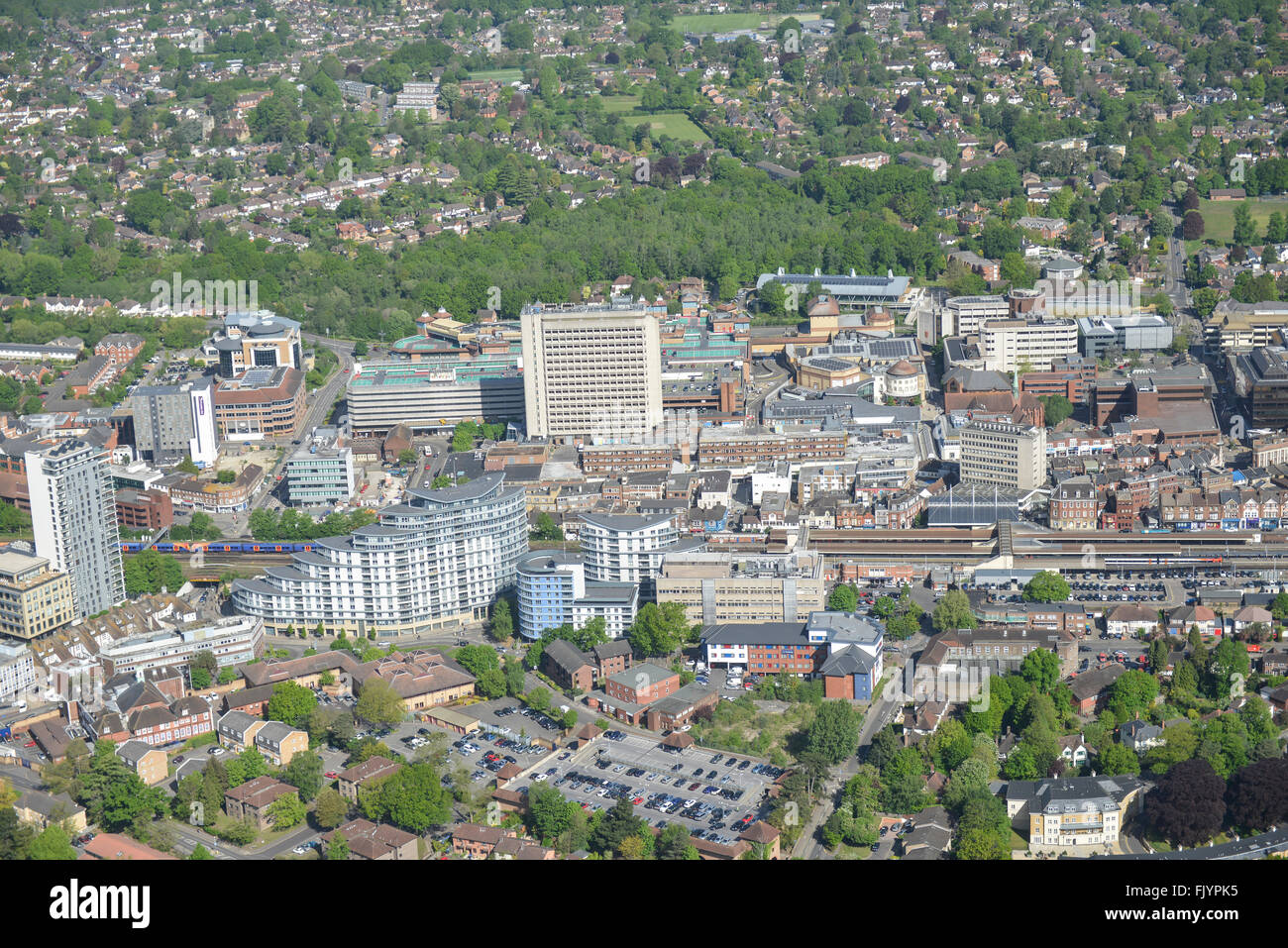 An aerial view of Woking Town Centre in Surrey Stock Photo - Alamy