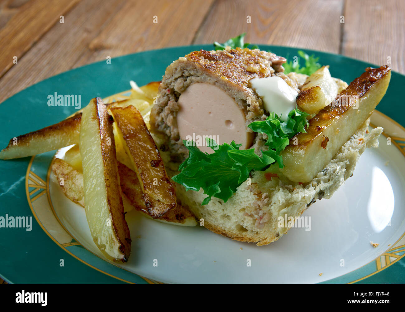 Hamdog - American dish that consists of a hot dog that is wrapped in a ...