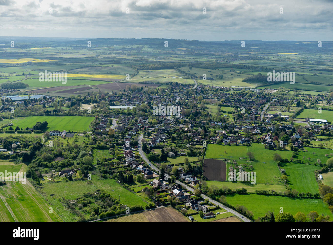 An aerial view of the Warwickshire village of Welford on Avon and ...