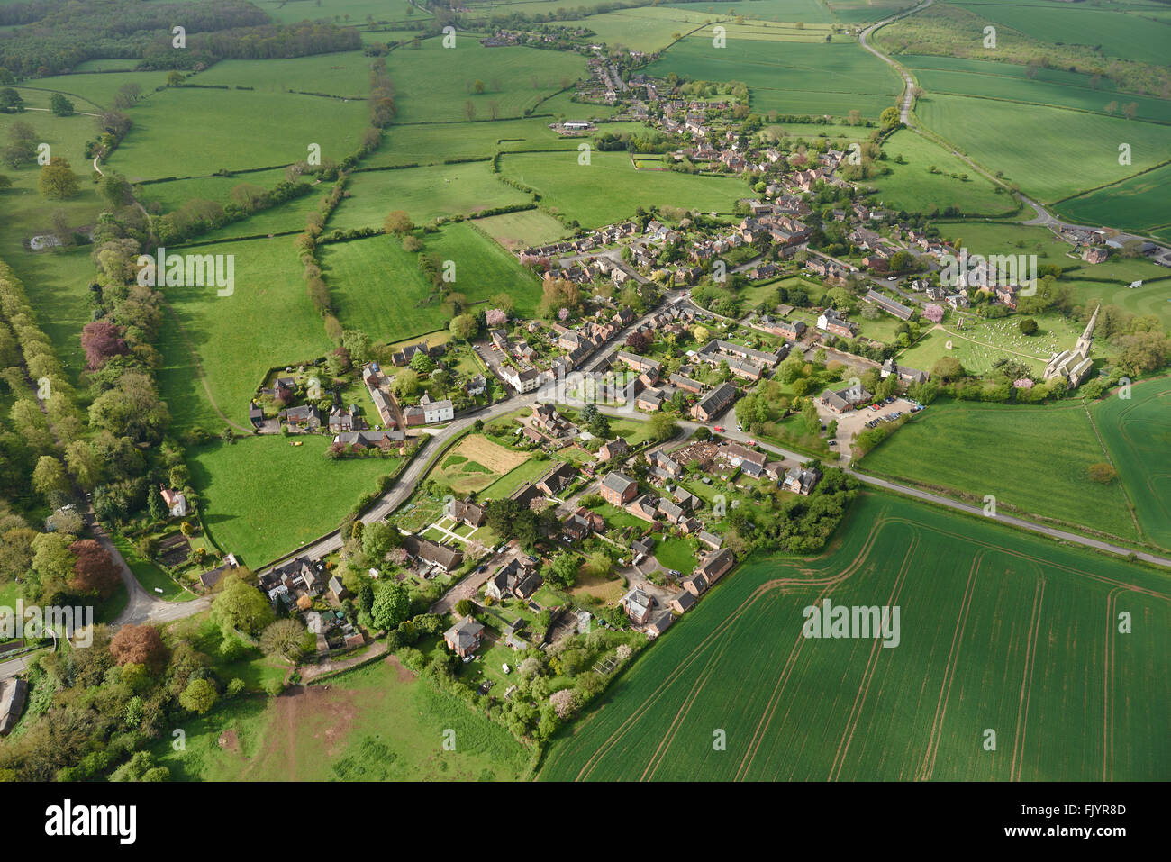 An aerial view of the Derbyshire village of Ticknall Stock Photo - Alamy