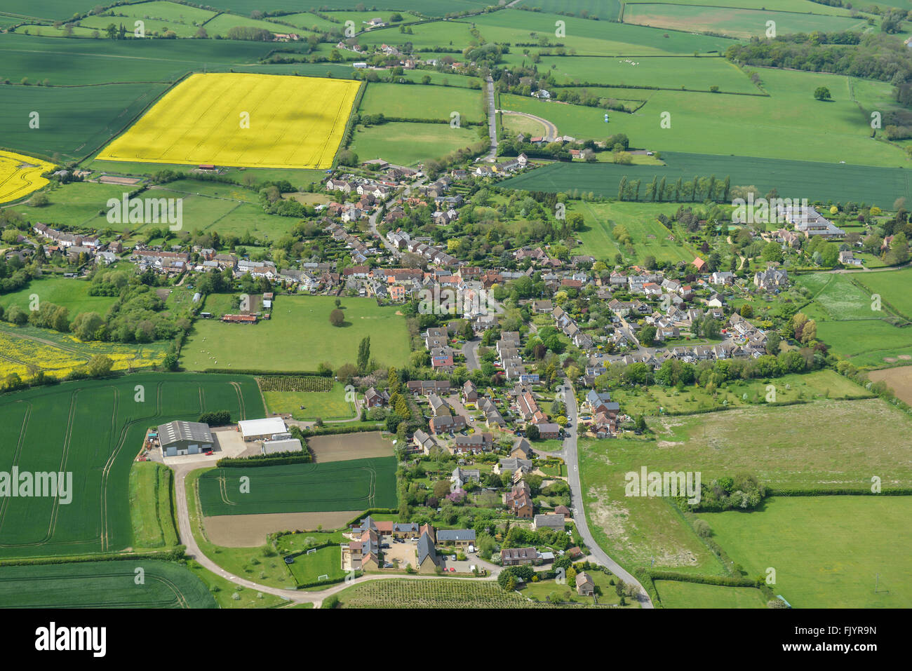 An aerial view of the village of Stevington and surrounding ...