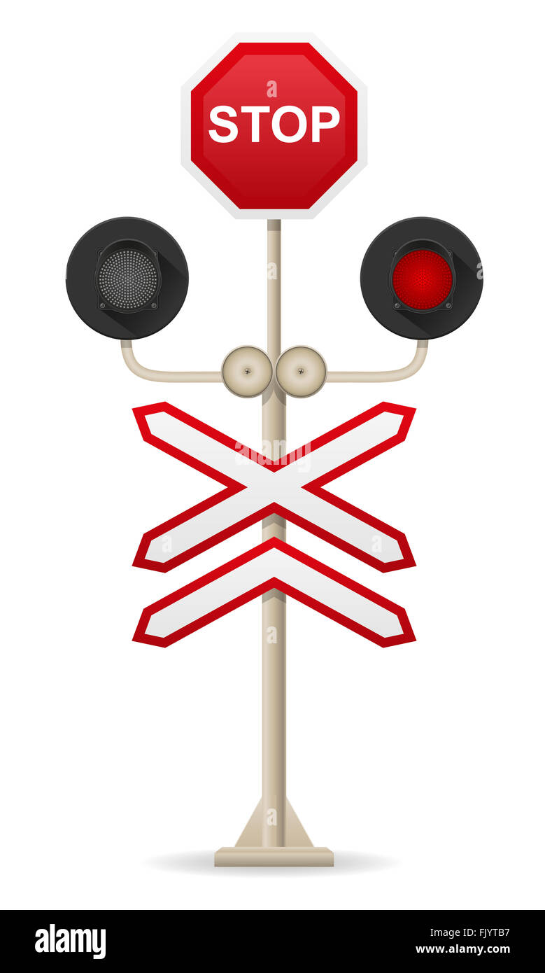 railroad crossing illustration isolated on white background Stock Photo ...